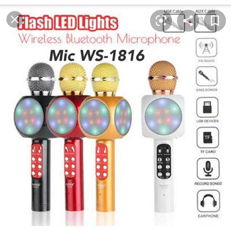 Jual Mic Bluetooth Portable with Lampu ws-1816 | Shopee Indonesia