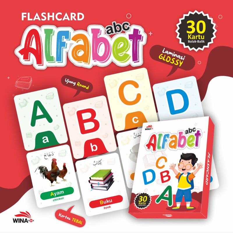 Jual COD! Flashcard/Kartu Belajar Anak - ABC Alfabet laminasi Glossy ...
