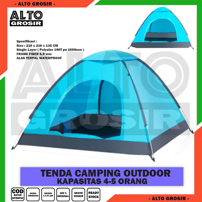 Jual Tenda Camping Camp Kemping Dome Single Layer 2P 4P / 2-6 Orang ...