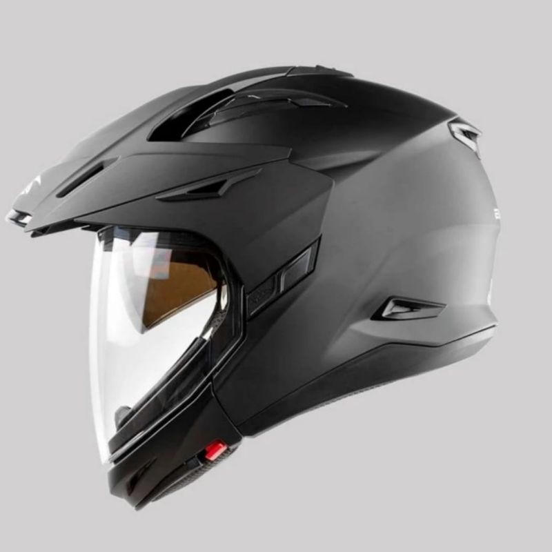 Jual ZEUS HELMET ZS 613C MATT BLACK MODULAR CROSSOVER DOUBLE VISOR HELM ...