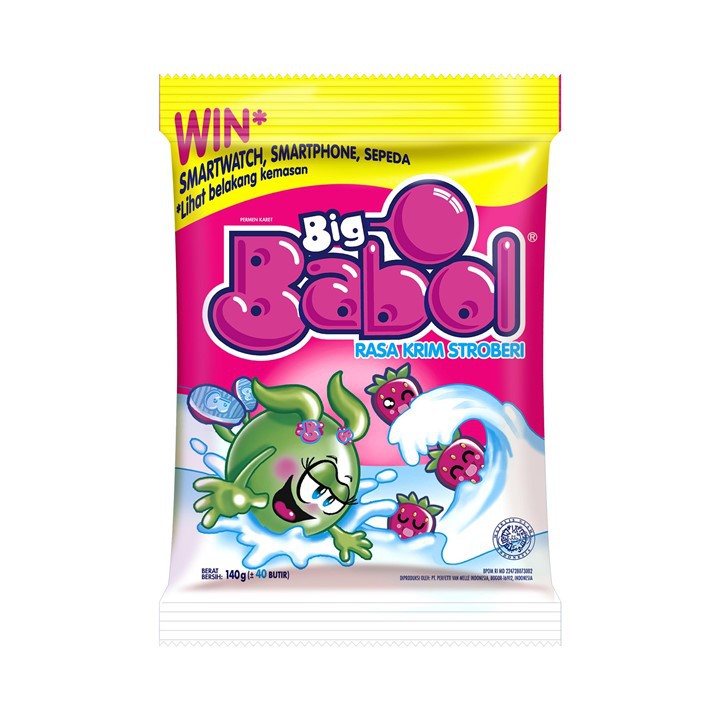 Jual Big Babol Strawberry Cream Pouch 40 Pcs | Shopee Indonesia
