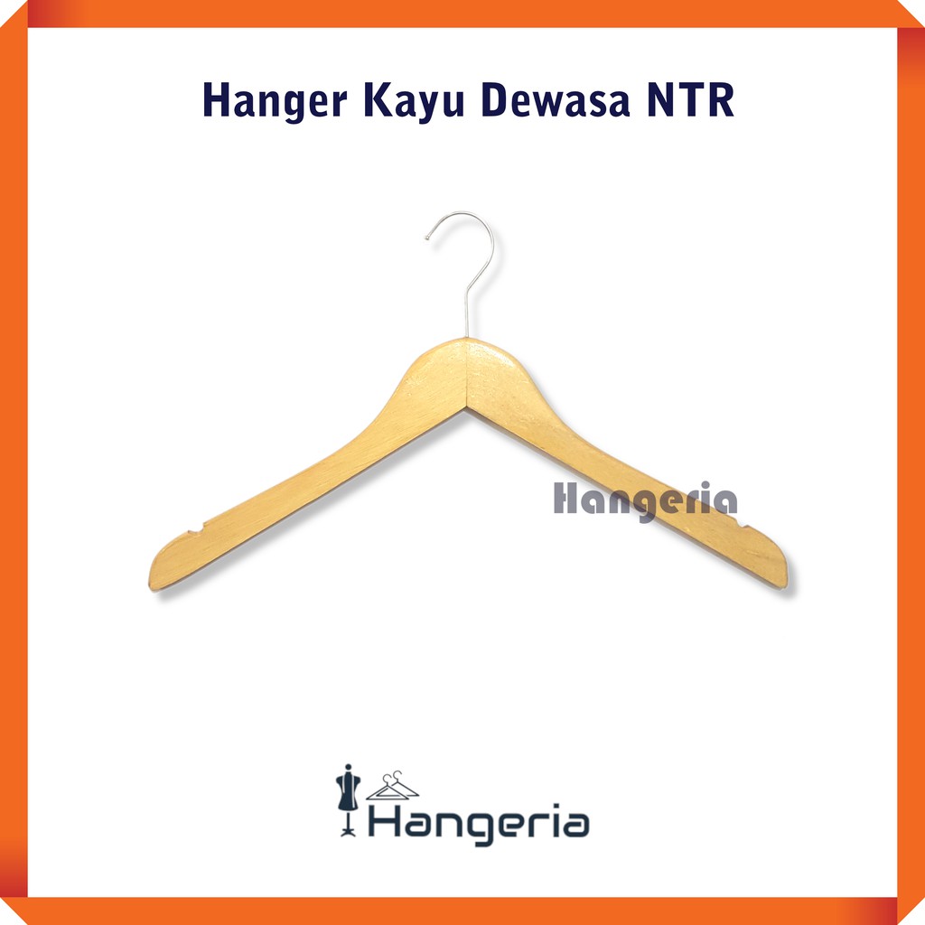 Jual Hanger Kayu Dewasa Warna Natural. Wood Hanger. Gantungan Baju NTR ...