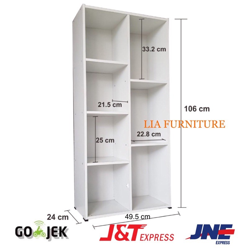 Jual RAK SERBAGUNA / RAK BUKU 7 SUSUN PUTIH KAYU | Shopee Indonesia