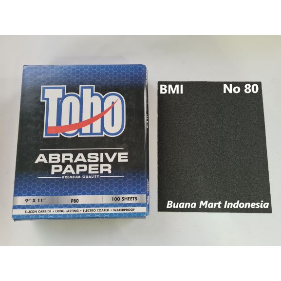 Jual Amplas Duco TOHO No 80 | Amplas Lembar | Amplas Kertas Grit 80 | Shopee Indonesia