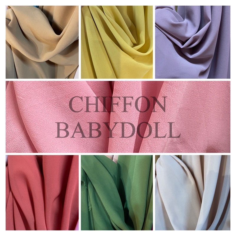 Jual Bahan Kain Chiffon Cerruty Polos Sifon Babydoll Crepe Bahan Jilbab ...