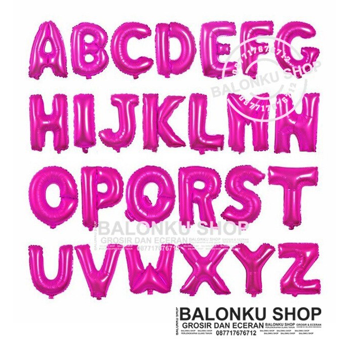 Jual Balon Foil Huruf Pink Polos / Balon Huruf Pink / Huruf PQRSTUVWXYZ ...
