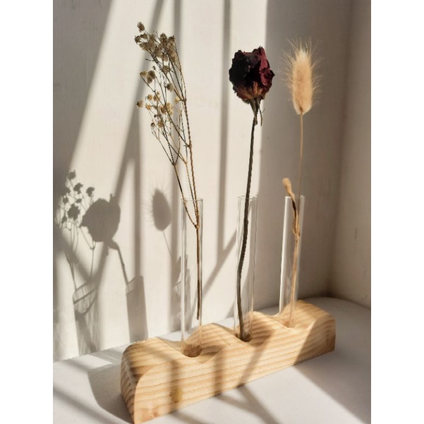 Jual Vas Bunga Kayu Aesthetic Sena Set/ kado aesthetic/ bunga kering ...
