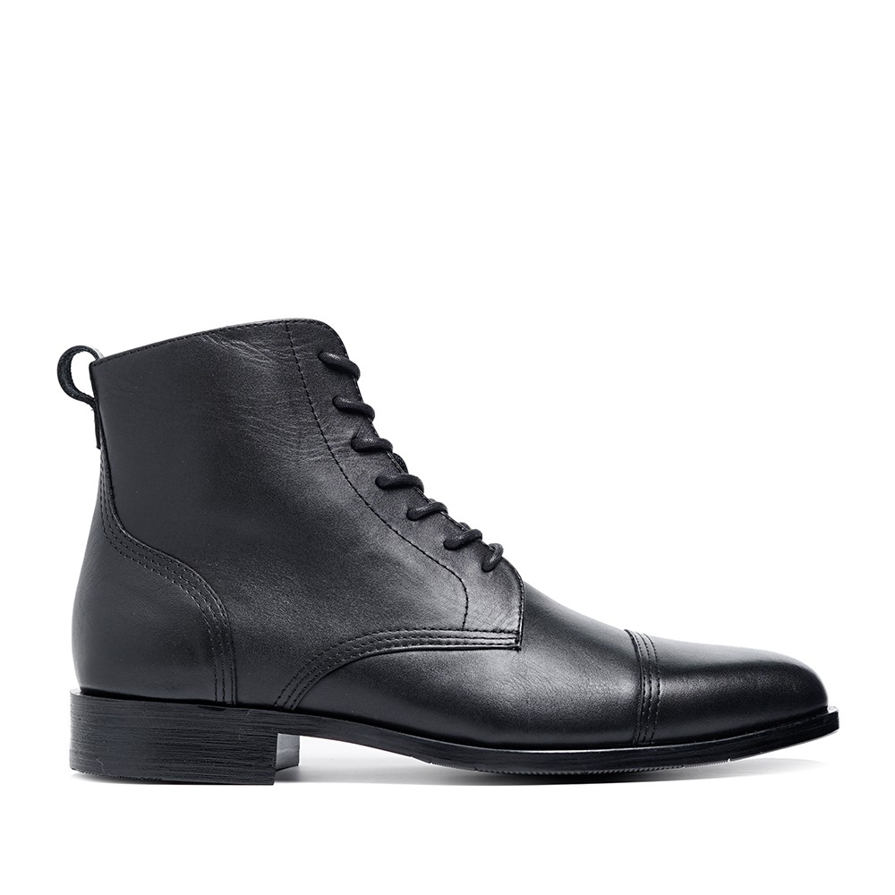Jual Prabu - Fajar Black Sepatu Kulit Boots Pria Hitam | Shopee Indonesia