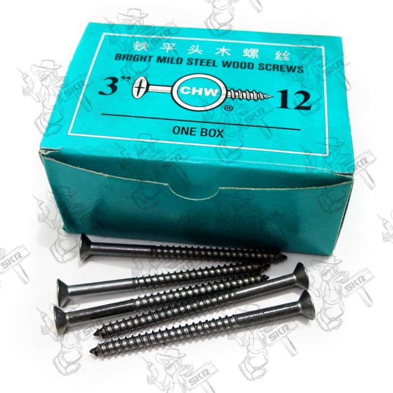 Jual skrup kayu chw 3"(7,5cm)x12 hitam | Shopee Indonesia