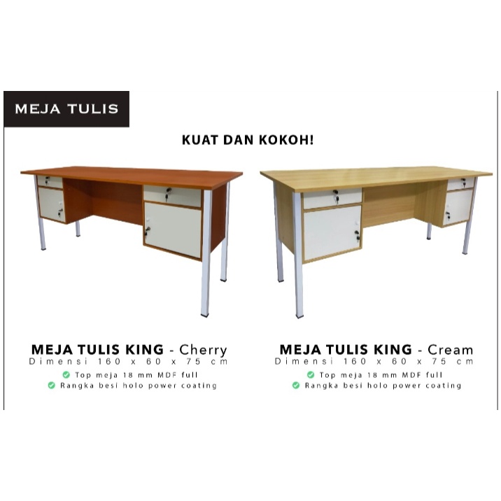 Jual Meja Tulis / Meja Kantor / Meja Kerja 1 BIRO Kaki Besi KING ...