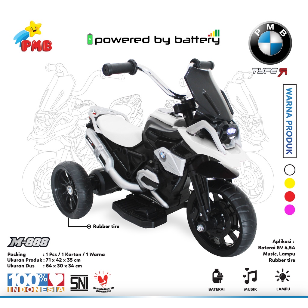Jual Sepeda Motor Aki Anak PMB MOTOR TYPE 888 m888 (MOTOR AKI) | Shopee ...
