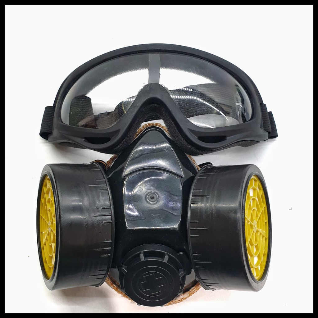 MASKER ASAP / MASKER CHEMICAL / RESPIRATOR DOUBLE DAN KACAMATA GOOGLE ...