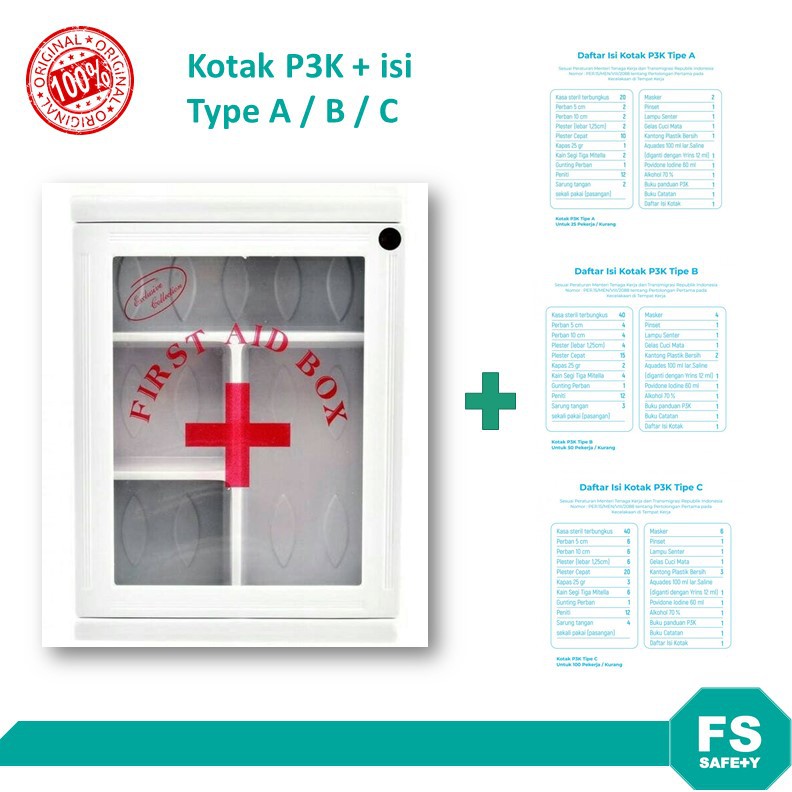 Jual P3K Kotak First Aid Kit isi pilihan Type A B atau C | Shopee Indonesia