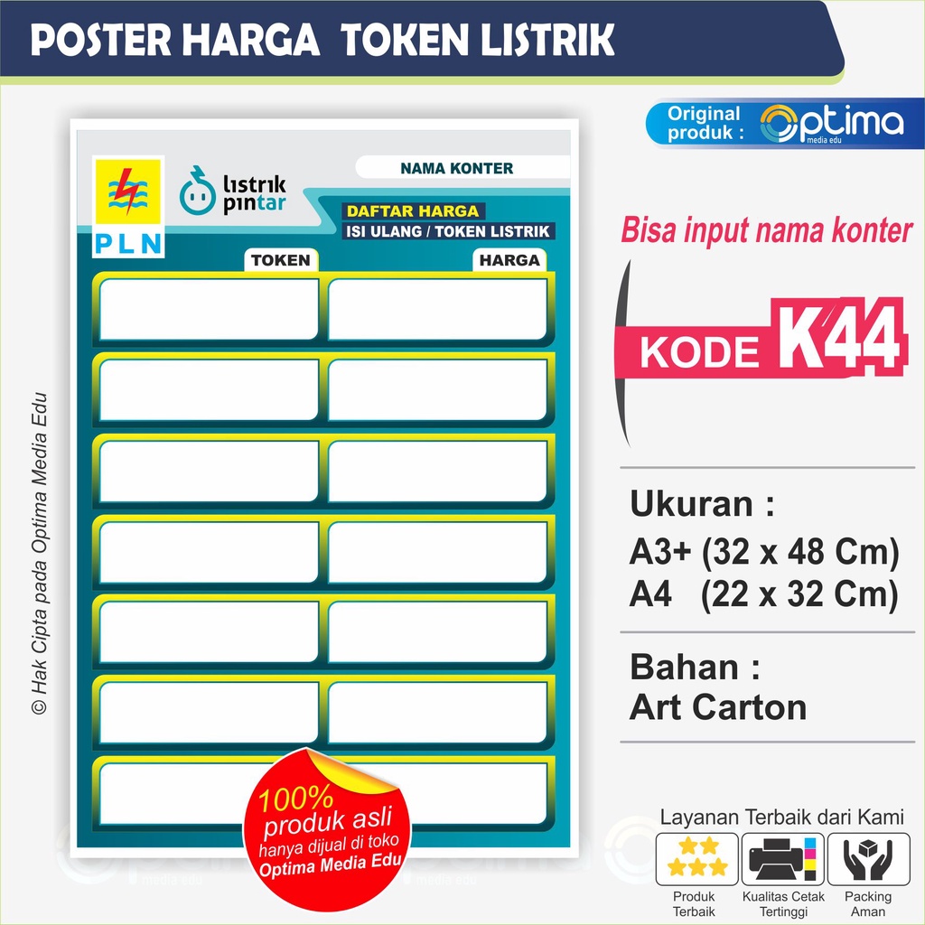 Jual POSTER / STIKER DAFTAR HARGA TOKEN LISTRIK PRA BAYAR | Shopee ...