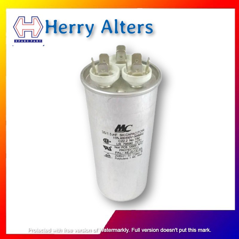 Jual KAPASITOR AC 35uf + 1.5uf RUNNING CAPASITOR AC 35uf 3 KAKI SOCKET ...