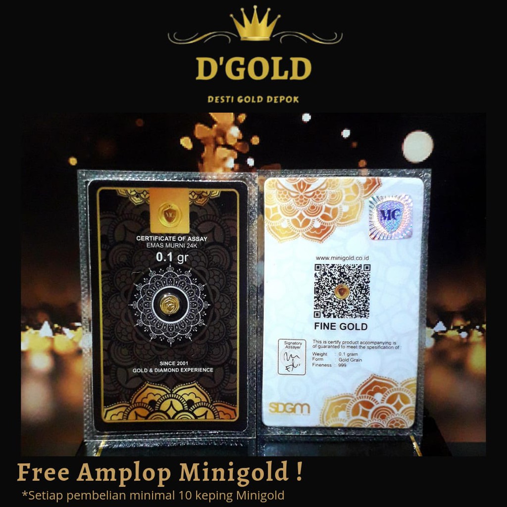MINIGOLD 0,1 Gram Logam Mulia Emas 24 Karat / EMAS MINI GOLD | Shopee ...