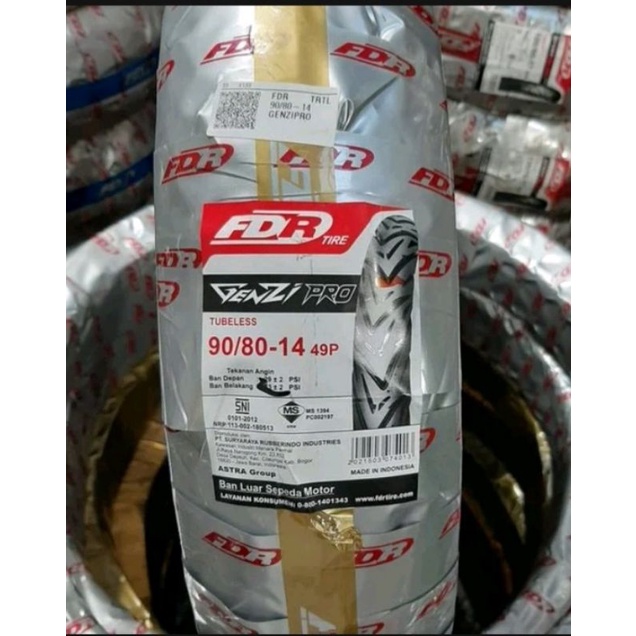 Jual BAN LUAR TUBLES FDR GENZI PRO RING 14 UKURAN 90/80-14 MEREK FDR 90 ...