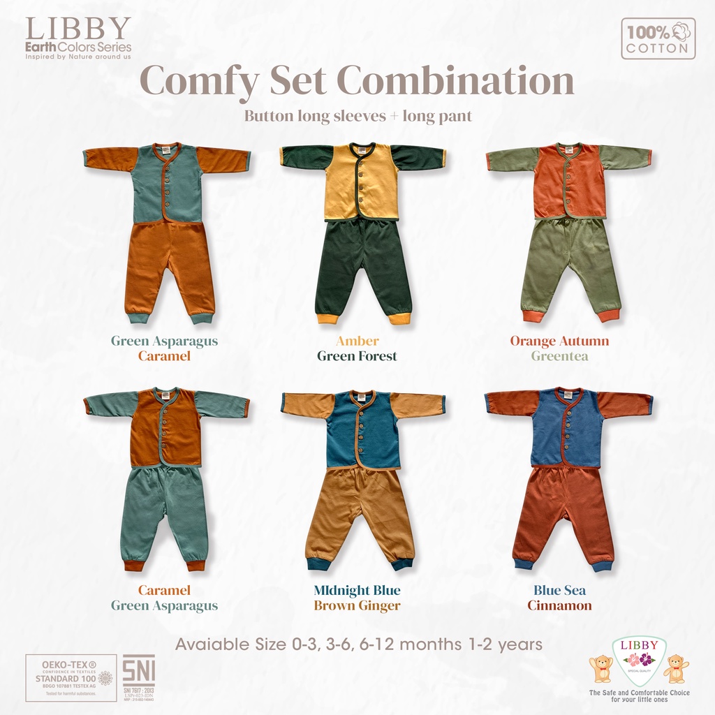 Jual LIBBY Earth Comfy Set Combination Panjang (1stel/pack) | Shopee Indonesia