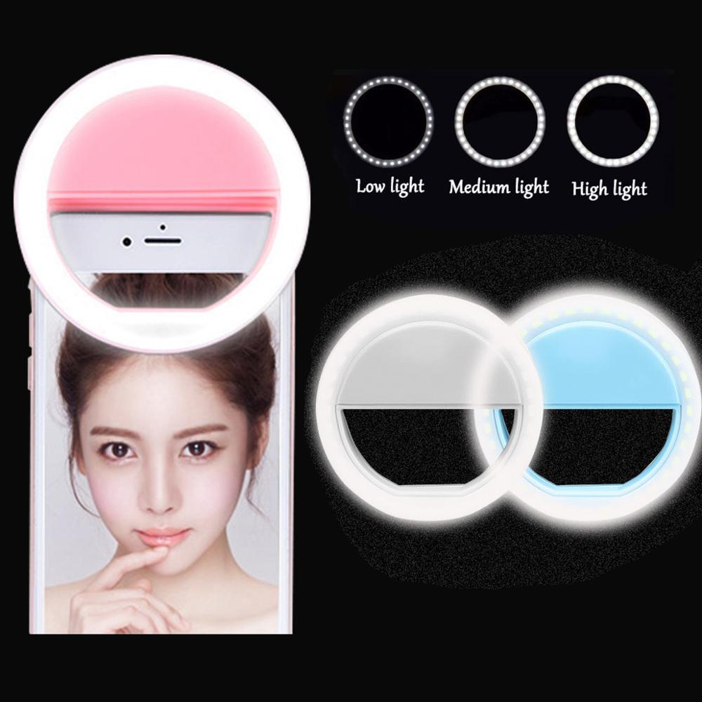 Jual Ring Light Mini Selfie Lampu Jepit Handphone 3 mode LED ...