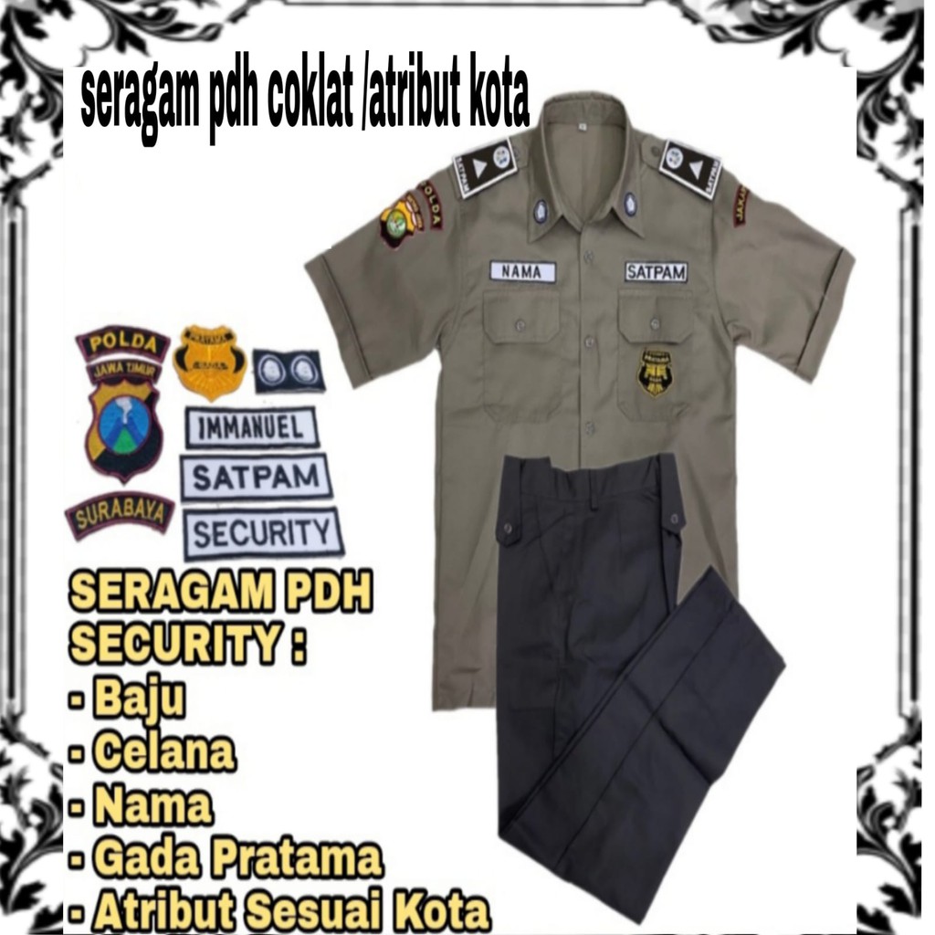 Jual SERAGAM PDH SATPAM COKLAT TERBARU 2021 / SERAGAM SECURITY PDH BARU | Shopee Indonesia