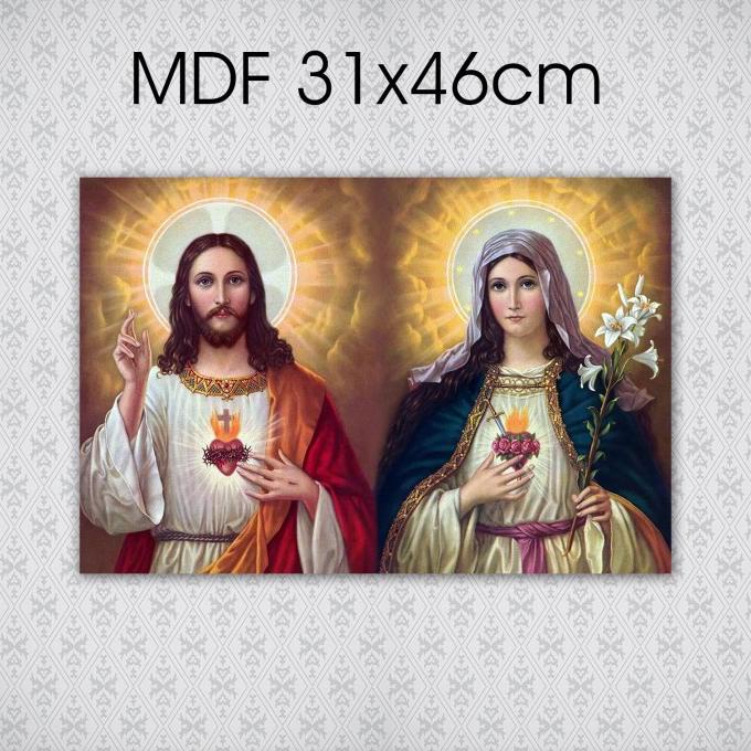 Jual /////] lukisan print hati kudus yesus dan maria 40x60cm rangka ...