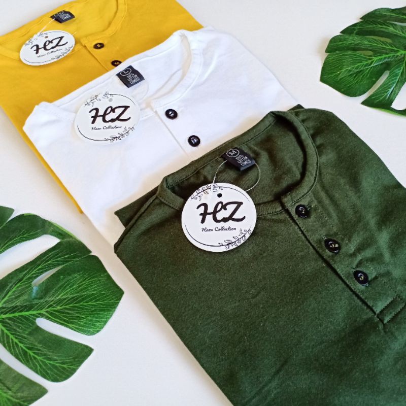 KAOS POLOS KANCING HENLEY COTTON PREMIUM LENGAN PENDEK / KAOS KANCING ...