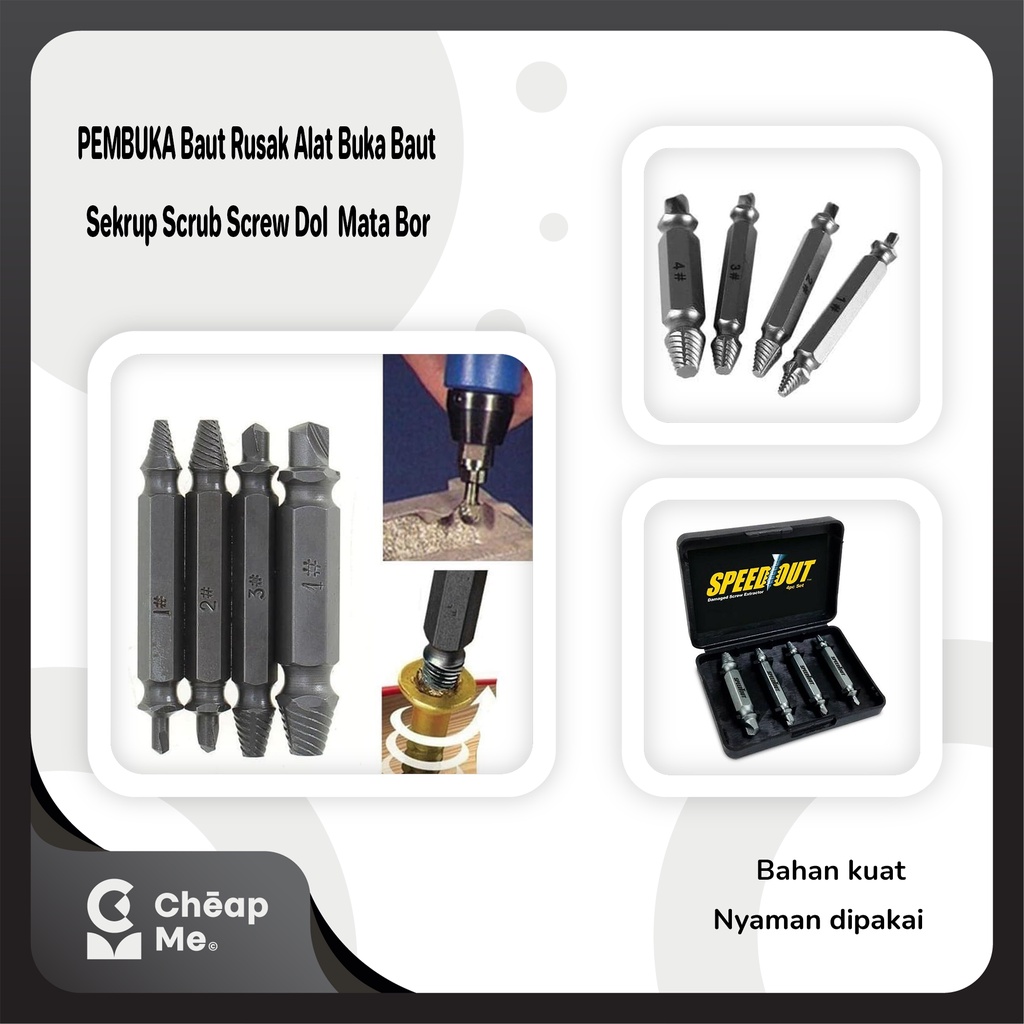 Jual PEMBUKA Baut Rusak / Alat Buka Baut Sekrup Scrub Screw Dol / Mata ...