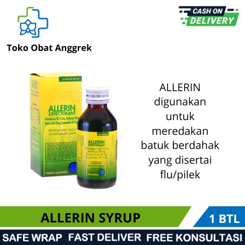 Jual ALLERIN EXPECTORANT SYRUP/60ML/120mlOBAT BATUK BERDAHAK | Shopee ...