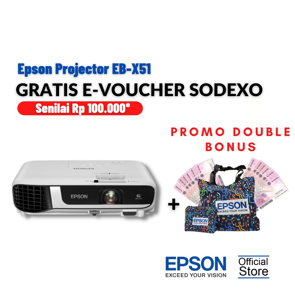 Epson Projector EB-X51 XGA 3LCD 3800 Lumens | Shopee Indonesia
