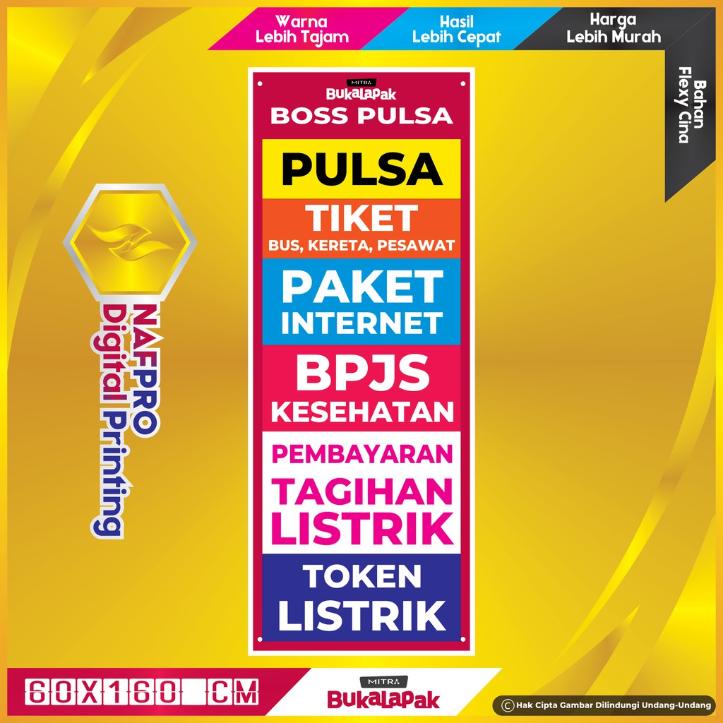 Jual Banner Konter Pulsa Full Text Tanpa Gambar Uk. 60x160 cm Hi-Res Warna Lebih Tajam | Shopee ...