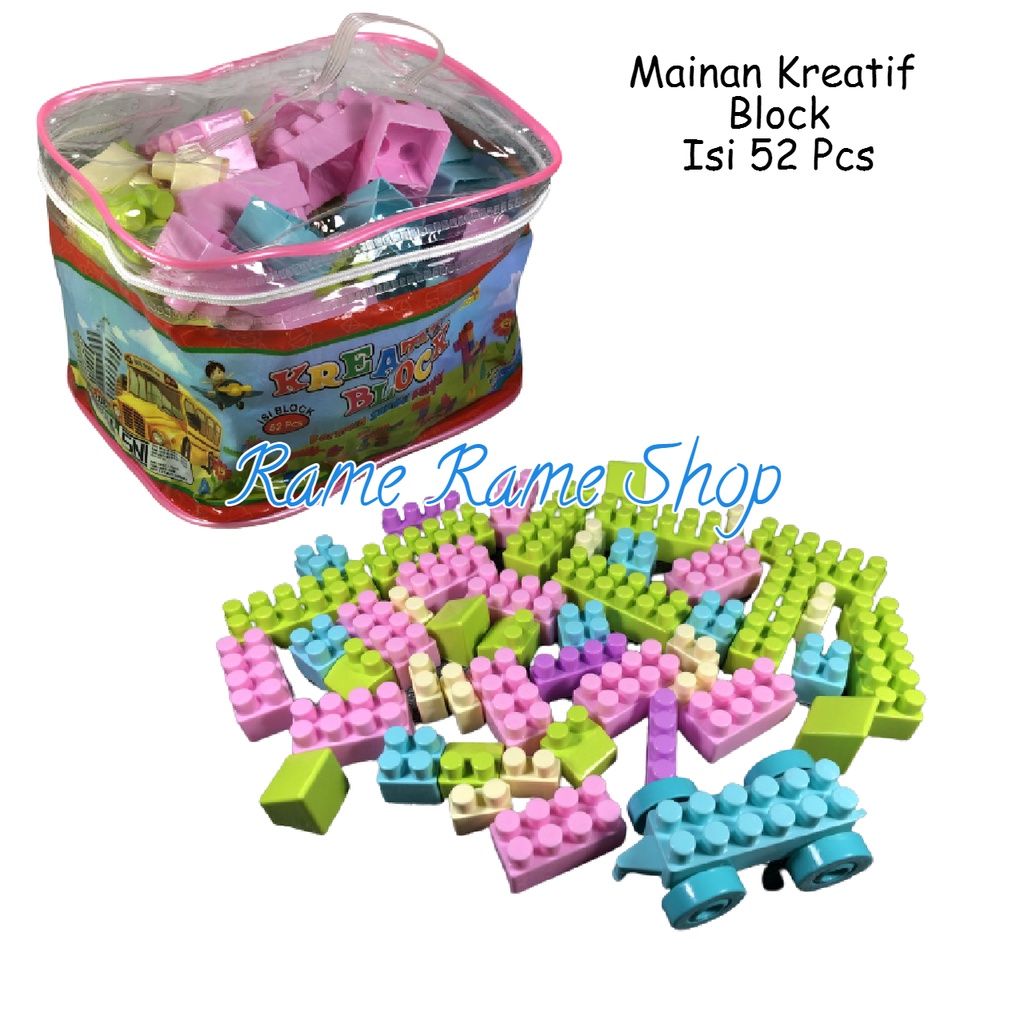 Jual Mainan Anak Brick Balok Puzzle Kreatif Block Isi 52 Pcs | Shopee ...