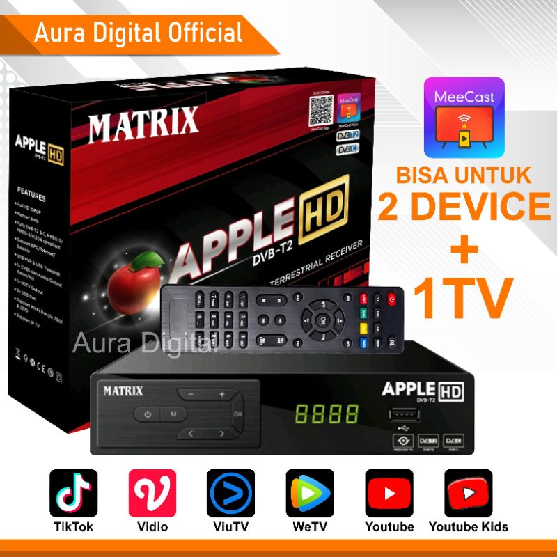 Jual Set Top Box Matrix Apple HD DVB T2 Merah STB TV Digital Receiver Untuk TV Tabung LCD LED ...