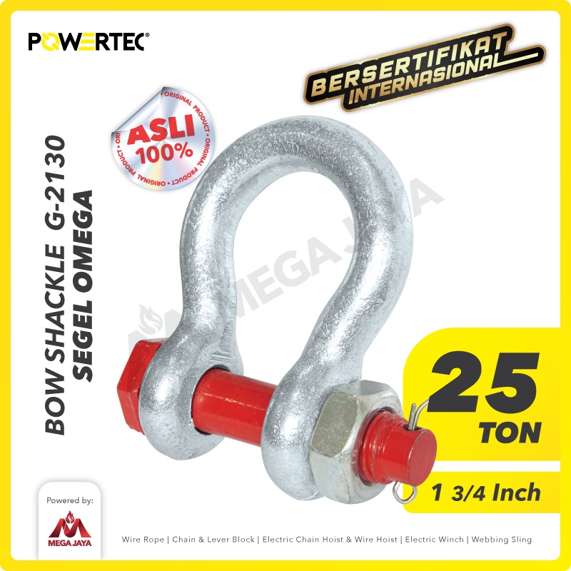 Jual POWERTEC Bow Shackle Omega G2130 25 Ton - 1-3/4" Segel Bolt Type ...