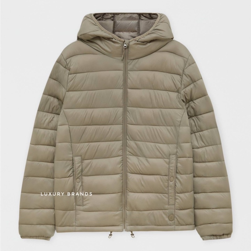 Jual Jaket Bulu Angsa PULL AND BEAR Original Basic Puffer Jacket Mole Brown | Shopee Indonesia