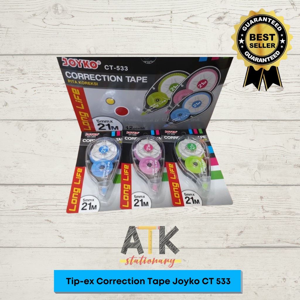 Correction Tape Joyko Tip-Ex Roll Long Life 21 M ( CT-533) atk | Shopee ...