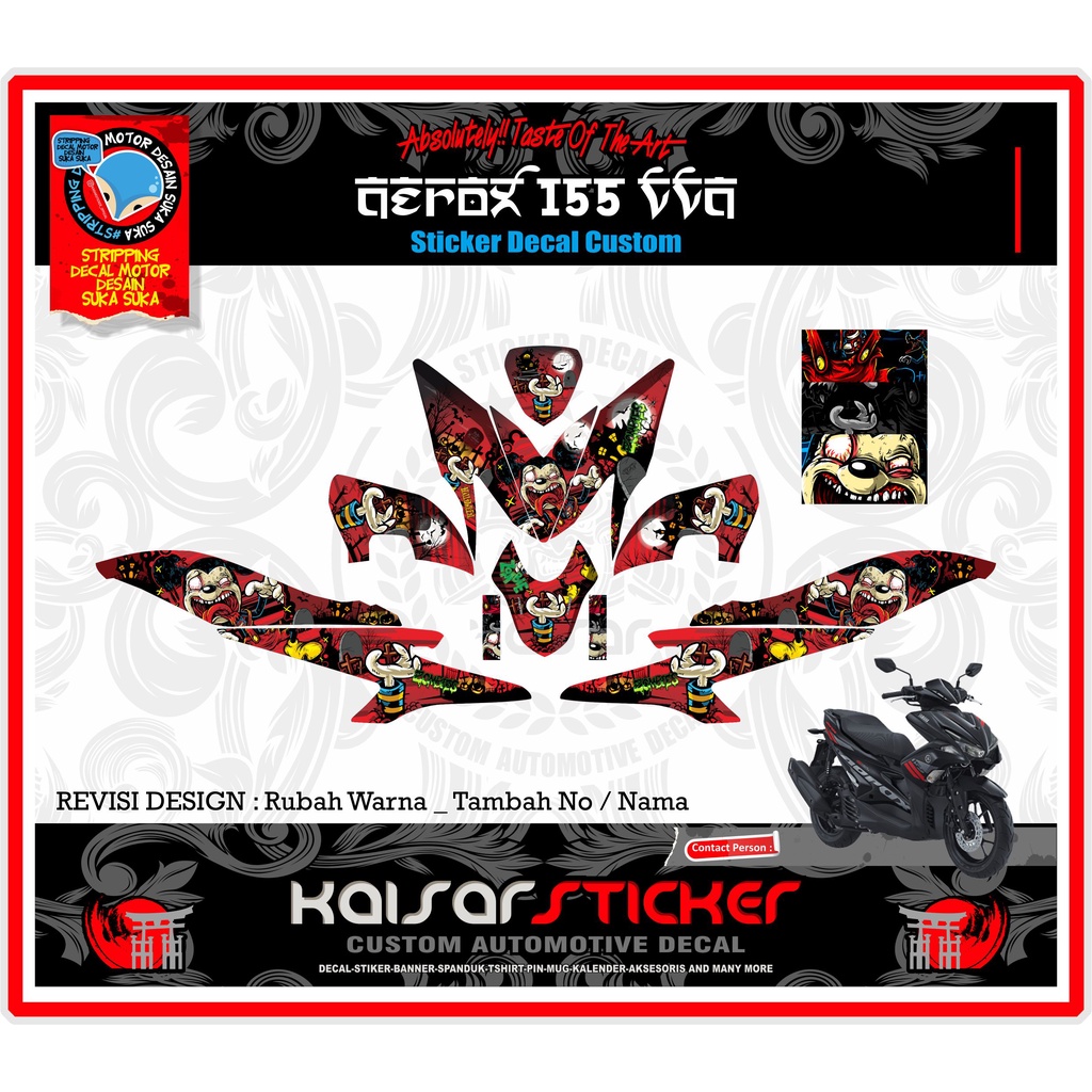 Jual Decal Stiker Motor Full Body Aerox 155 Mickey Zombie | Shopee ...