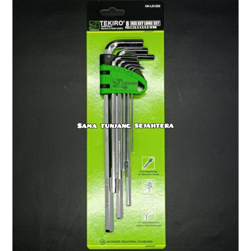Jual TEKIRO KUNCI L SET PANJANG 8 PCS (2-10 MM) / HEX KEY LONG SET 8 ...