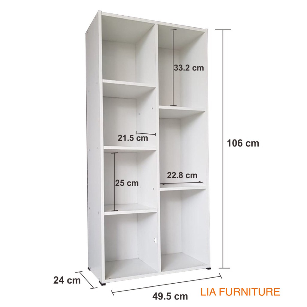 RAK SERBAGUNA / RAK BUKU 7 SUSUN PUTIH KAYU | Shopee Indonesia