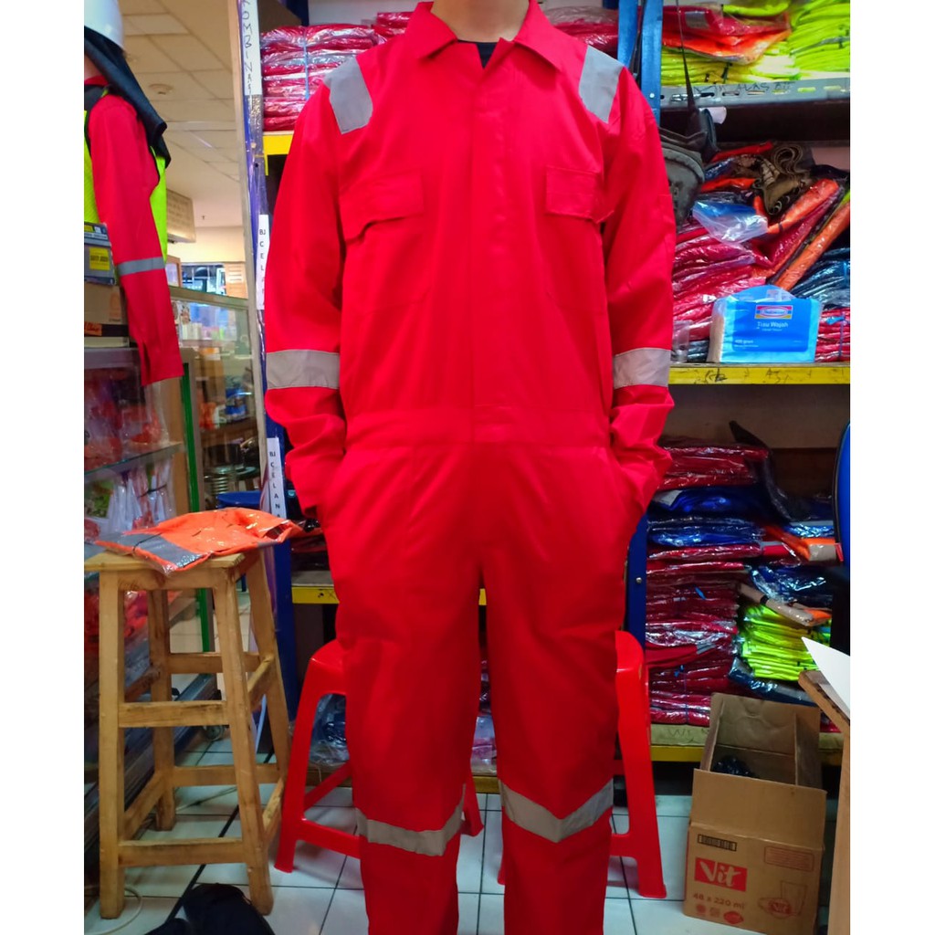 Jual Seragam kerja wearpack Terusan merah / baju kerja safety | Shopee ...