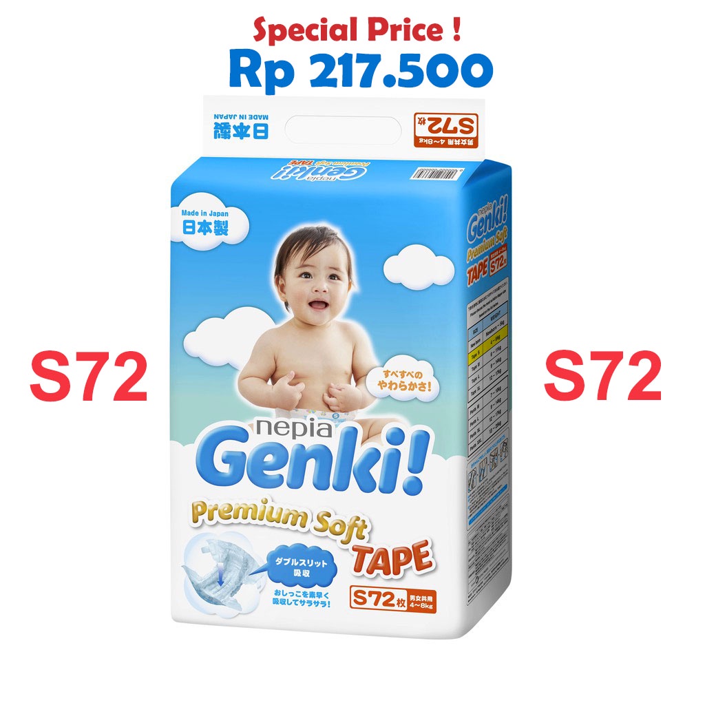 Jual Nepia Genki S72 Tape Popok Bayi Sekali Pakai Pempes Perekat Baby Diapers Premium | Shopee ...