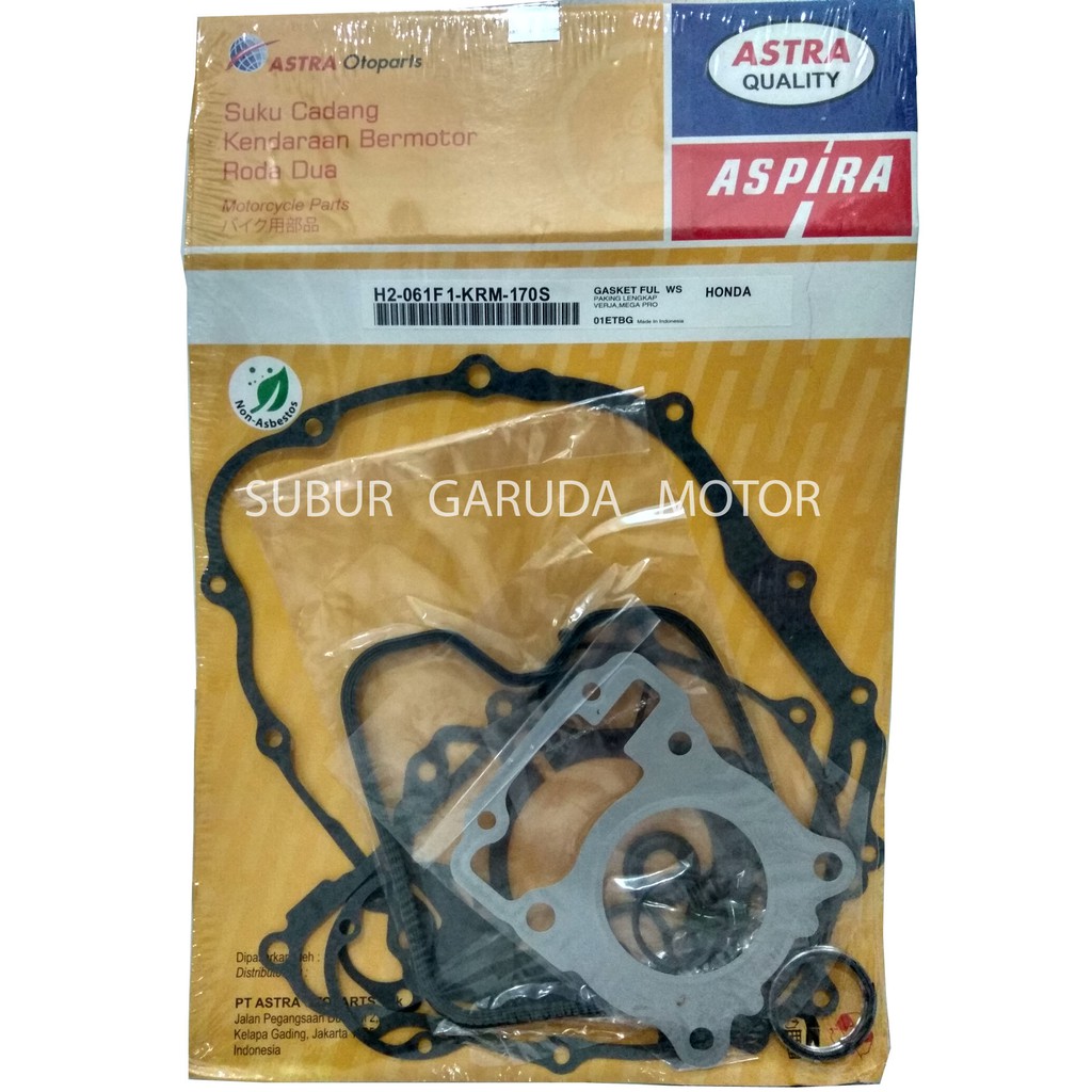 Jual PAKING GASKET FULL SET VERZA MEGA PRO NEW MERK ASPIRA KUALITAS ORISINIL ASTRA OTOPARTS ...