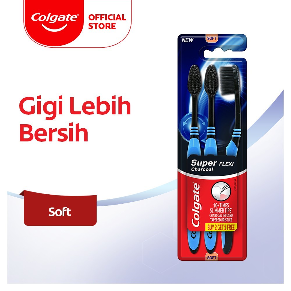 Jual Colgate Super Flexi Charcoal Soft Toothbrush - Sikat Gigi (3pcs ...