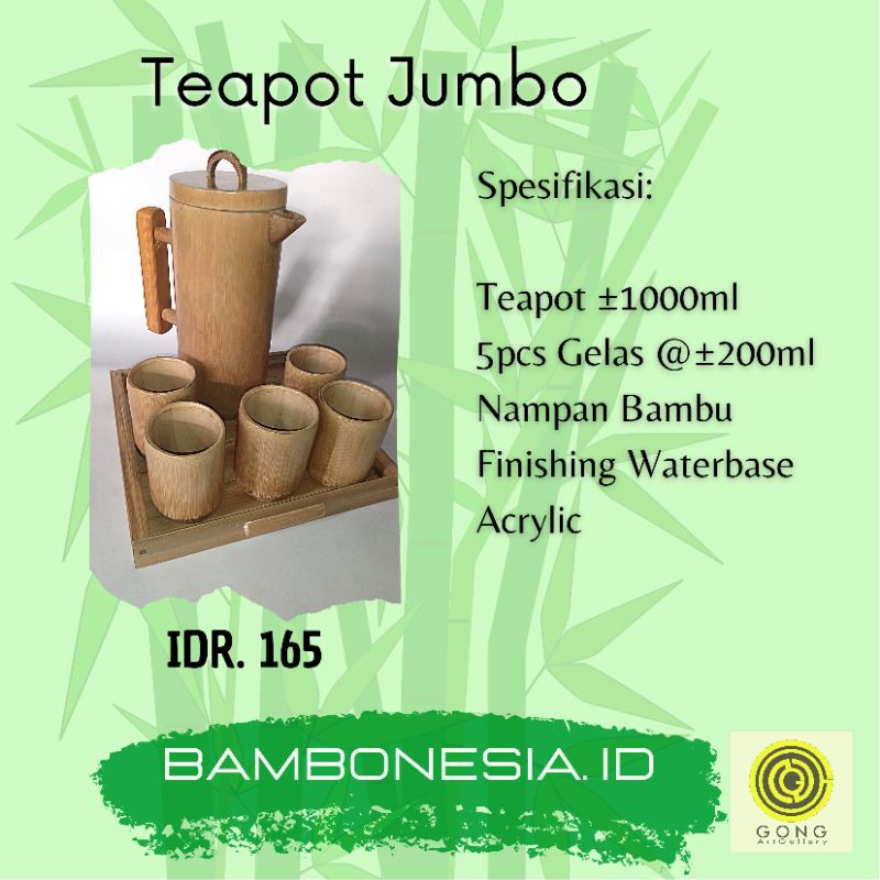 Jual Teapot Bambu Traditional Jumbo Sets 5pcs Gelas Bambu Foodgrade ...