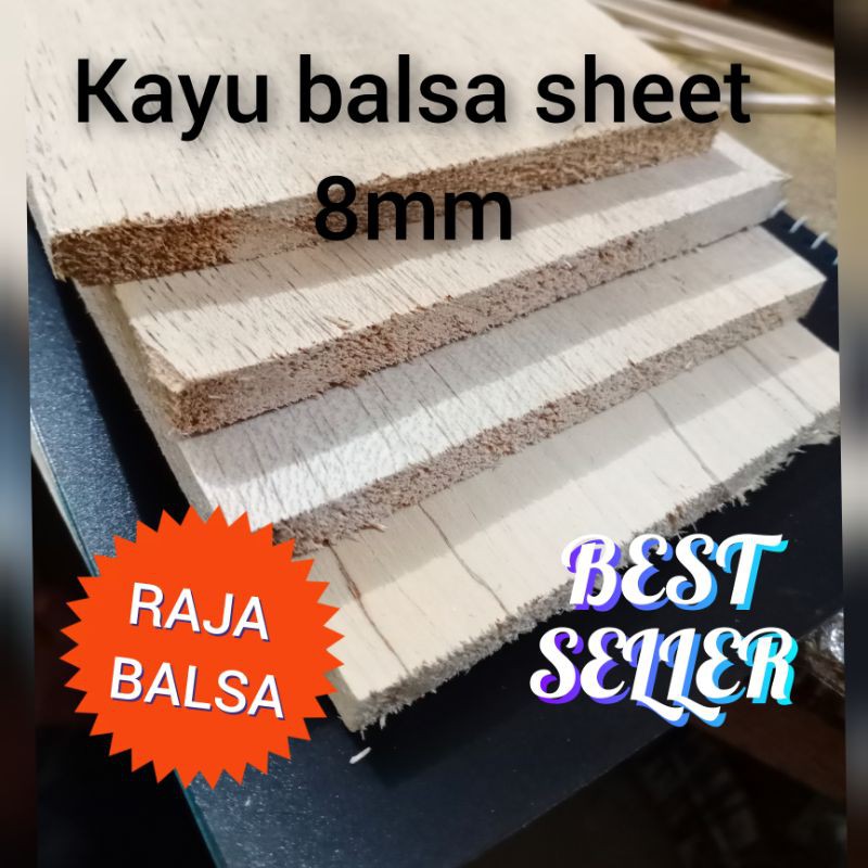Jual Grade B Balsa 8mm x 10cm x 50cm kayu maket DIY Craft dan ...