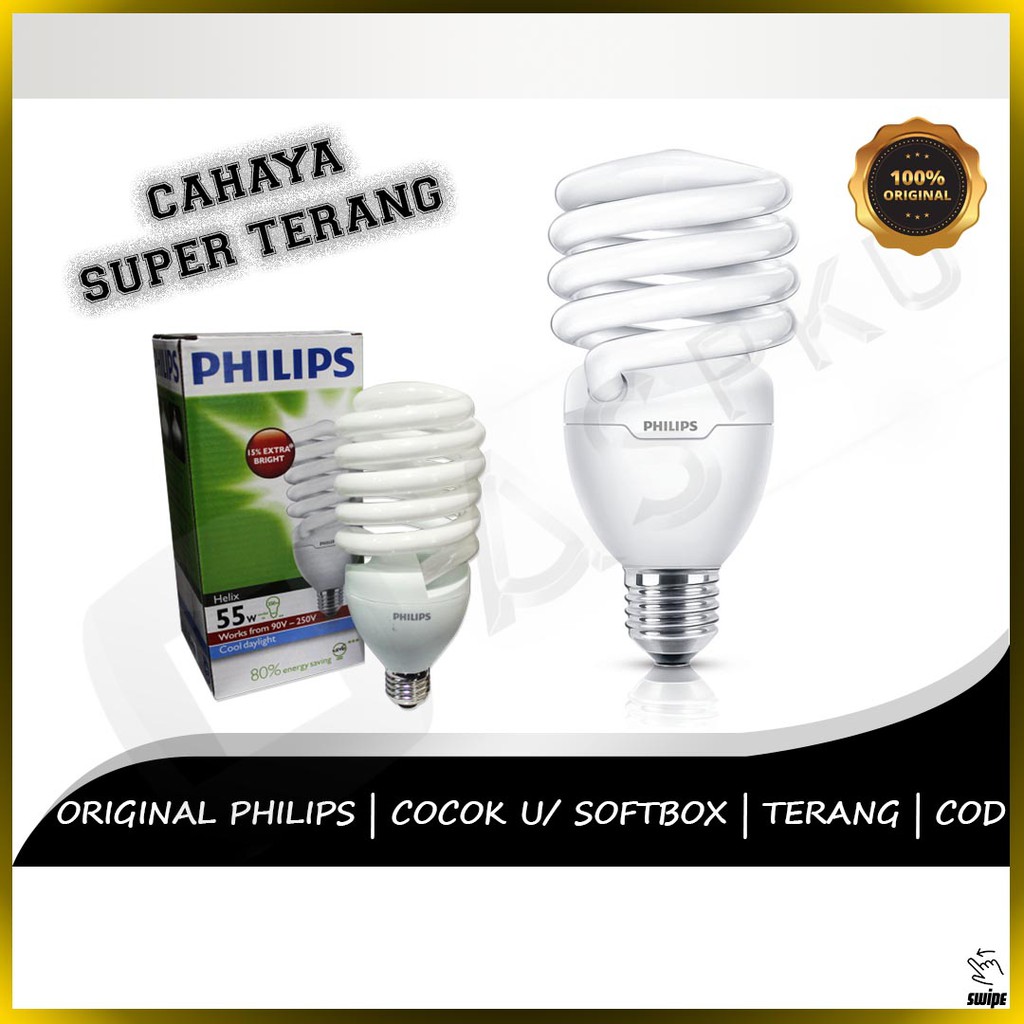 Jual Lampu Philips Spiral 55W - Original Softbox Soft Box Studio ...