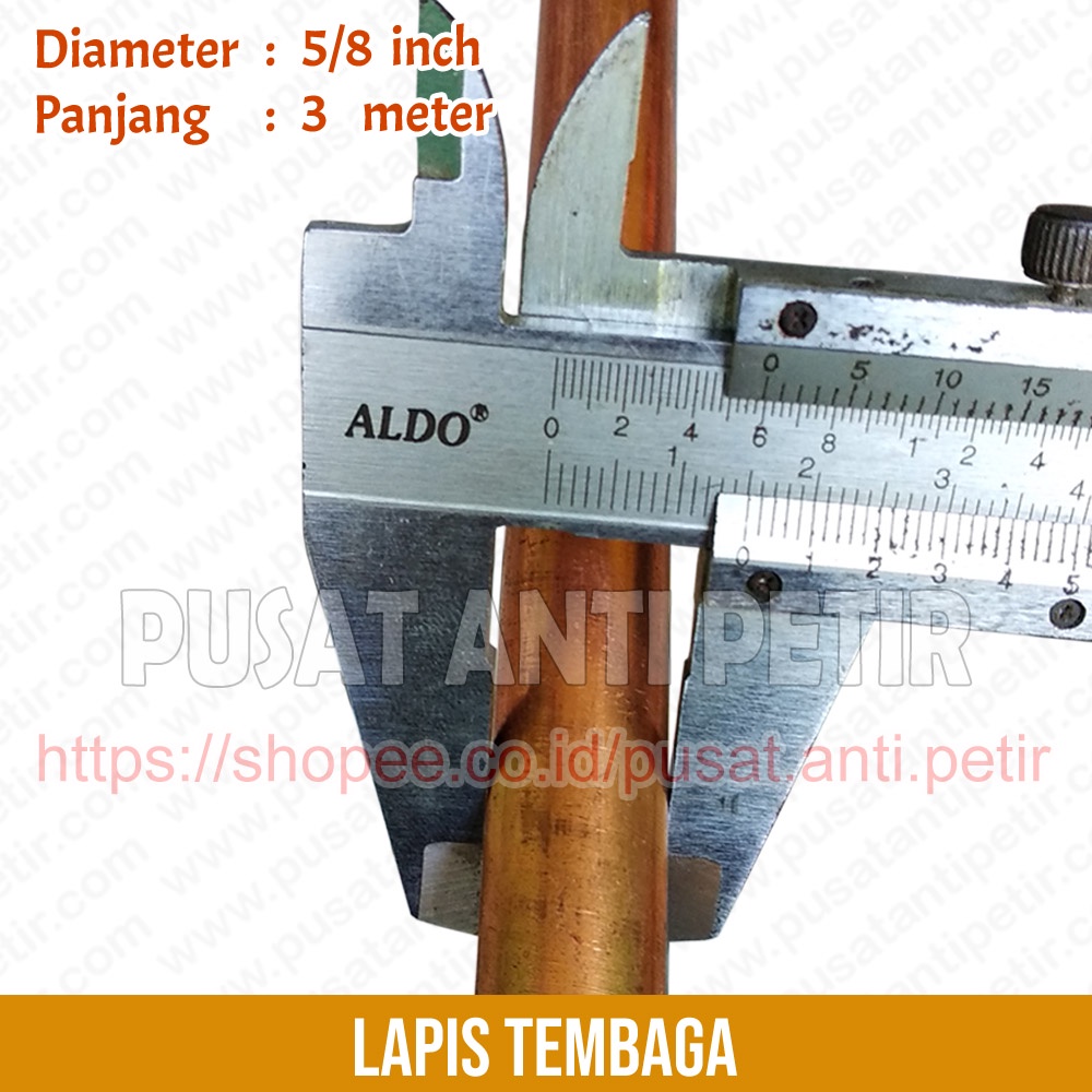 Jual Stik Grounding Rod Lapis Tembaga 5/8 x 3 Meter | Shopee Indonesia