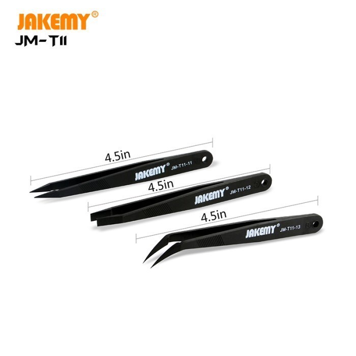 Jual Pinset JAKEMY JM-T11 3 in 1 Professional Anti-static Tweezers Kit ...