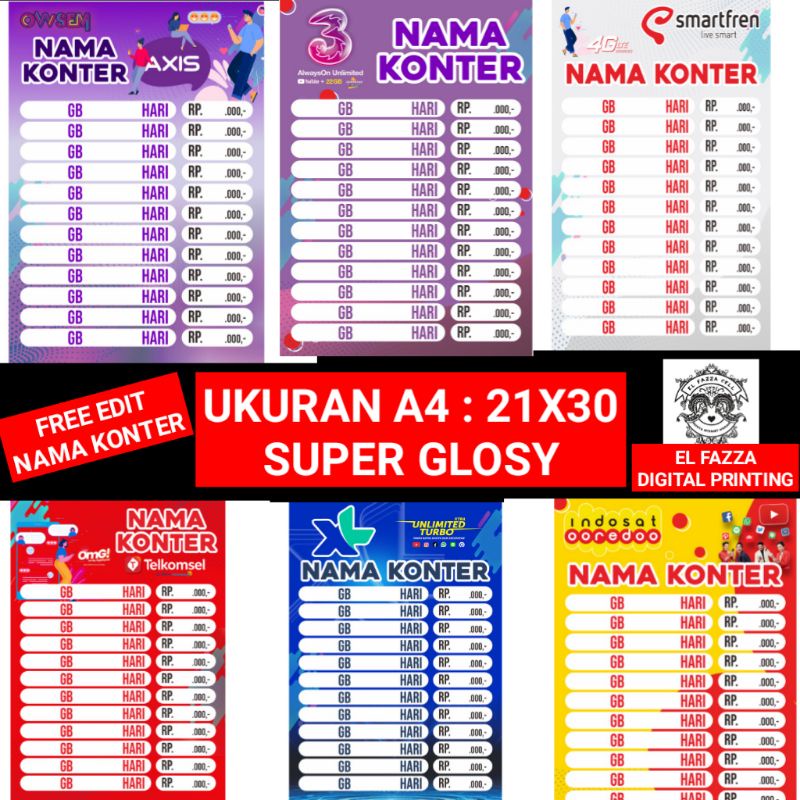 Jual POSTER KONTER DAFTAR HARGA / DEKORASI KONTER / DAFTAR KUOTA ...