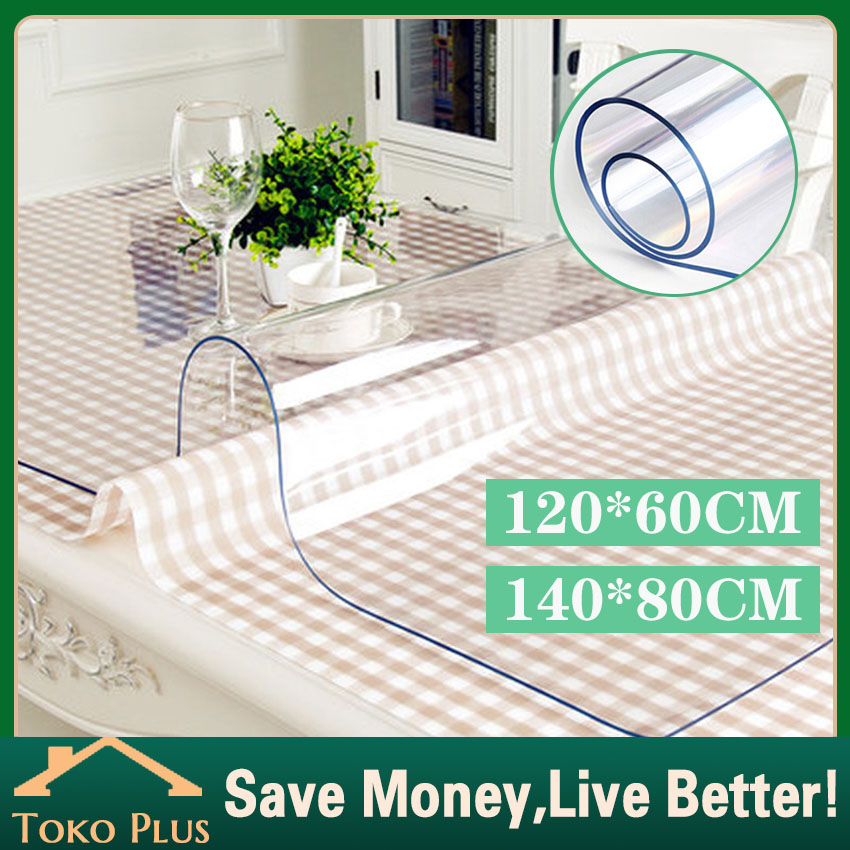 Jual Taplak Meja Bening Bahan Plastik pvc Anti Air plastik taplak meja makan Transparan 60*120cm ...