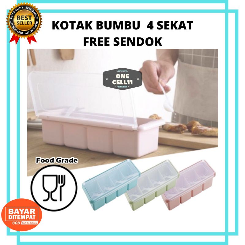 Jual Tempat Bumbu Dapur 4 Sekat / Kotak Bumbu Dapur 4 in 1 / Tempat ...
